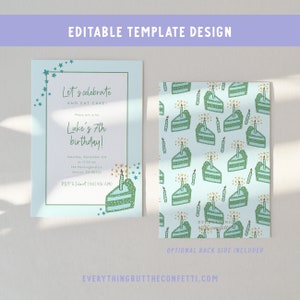 Birthday Cake Party Invitation Template, Editable Printable Party ...