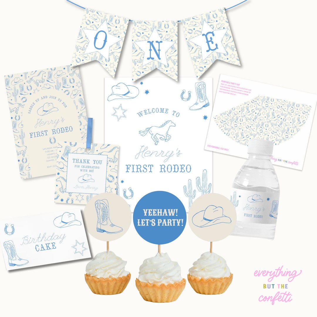 First Rodeo Birthday Party Printable Bundle, Printable Party Bundle for ...