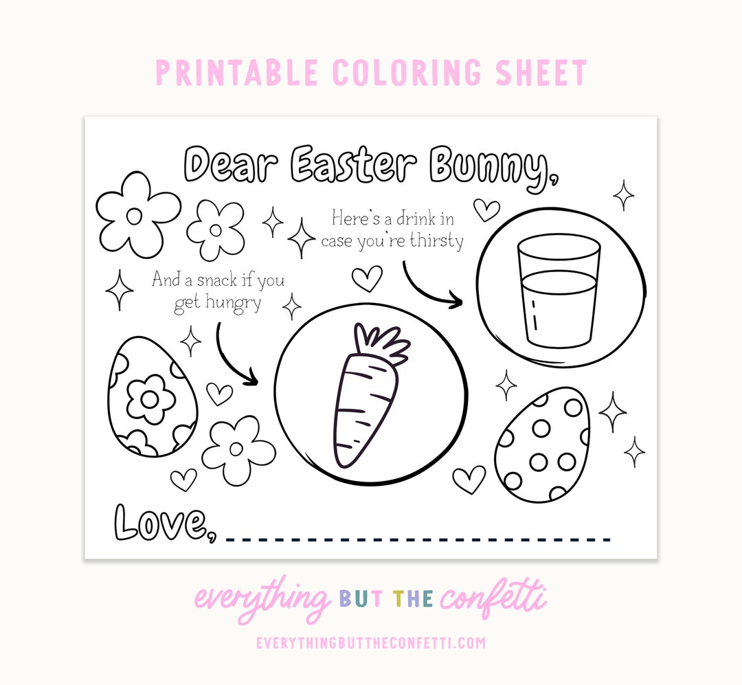 Printable Easter Bunny Placemat, Kids Easter Craft Printable, Preschool ...