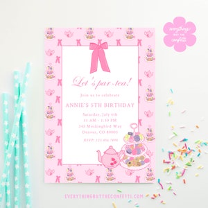 Let's Partea Birthday Invitation Template, Tea Party Birthday Invite ...