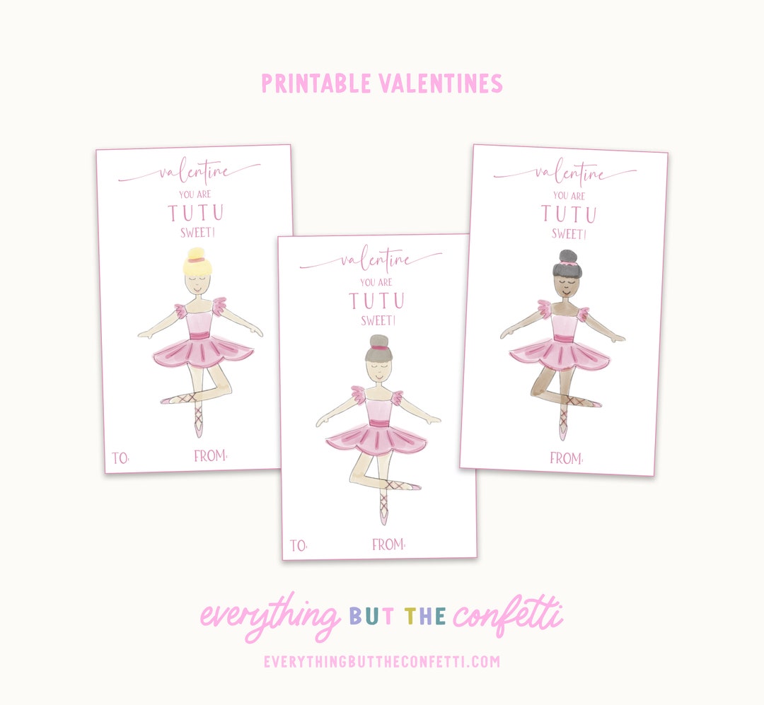 Valentine's Day Ballerina Tutu Hair Accessory Card, Ballet Dancer Party ...