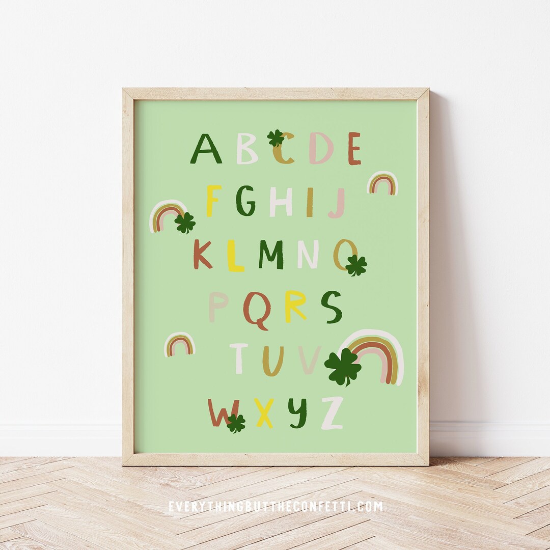 St Patrick's Day Alphabet Digital Print, the Alphabet Wall Art ...