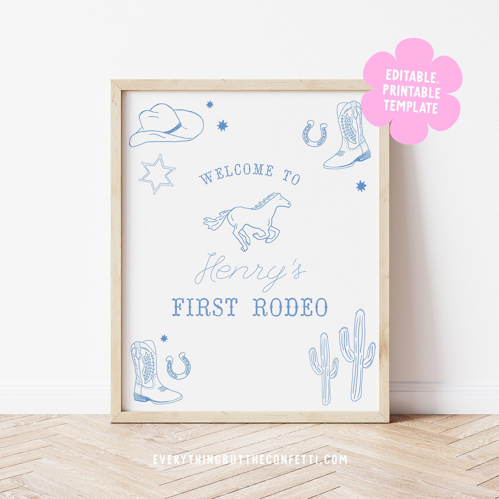 Rodeo Birthday Party Sign Template, First Rodeo Party Sign, Ain't My ...