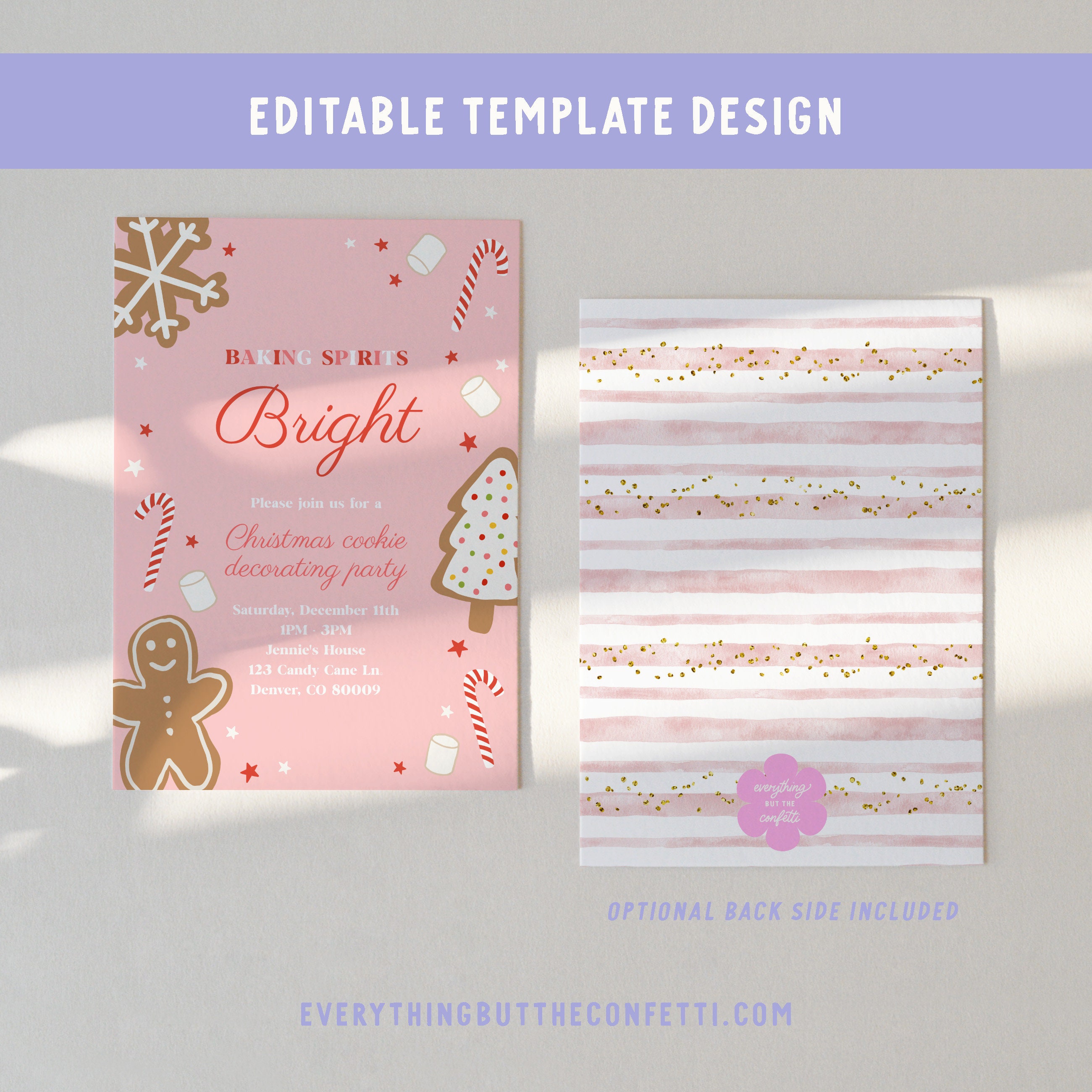 Christmas Cookies Editable Printable Invitation Template, Gingerbread ...