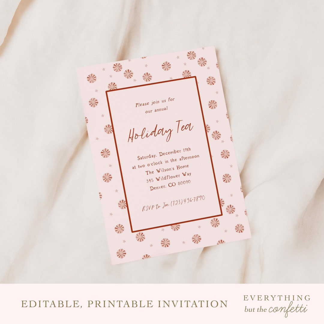 Peppermint Sparkles Holiday Invitation Template, Christmas Party ...