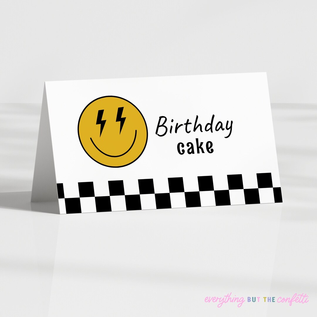 Smiley Faces Printable Food Tent Label Template, One Happy Dude Food ...