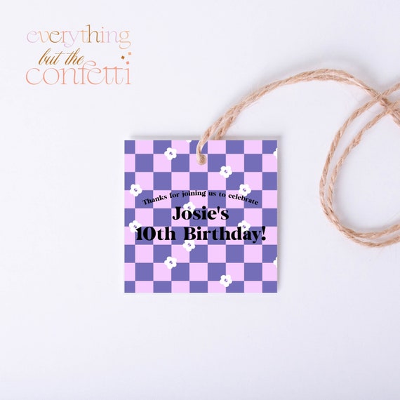 Checkered Editable Printable Party Favor Tags Template Kids - Etsy