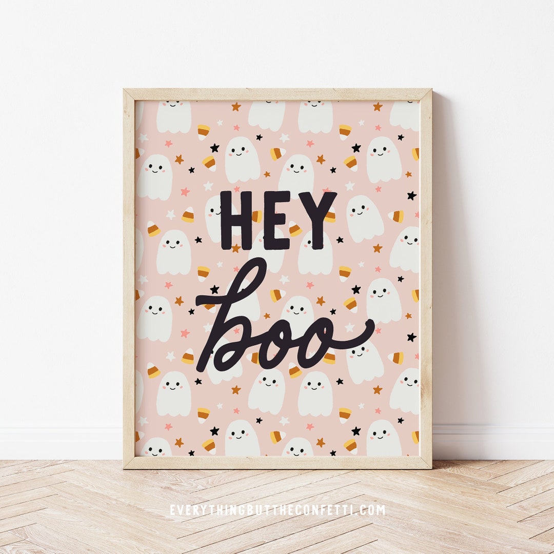 Hey Boo Digital Wall Art, Digital Artwork for Halloween, Halloween ...
