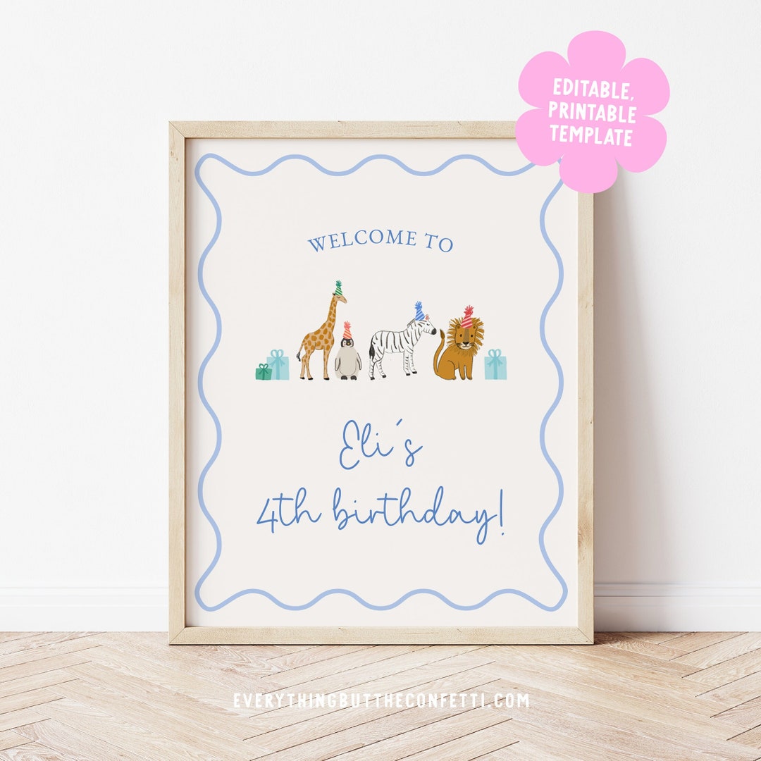 Party Animals Editable Printable Party Sign Template, Animal Party ...