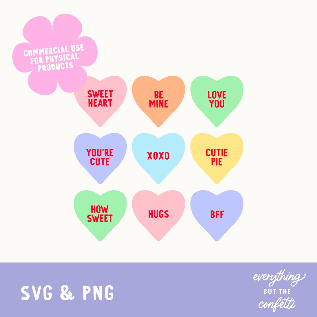 Candy Hearts Valentines Day SVG PNG, Sweetheart Galentines Svg Png ...