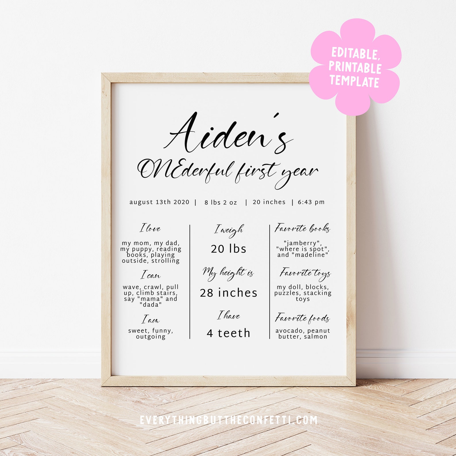 Modern Milestone Sign Template, Editable Milestone Sign, Printable ...