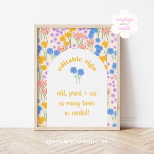 Wild One Flower Birthday Party Sign Printable Template, Our Little ...