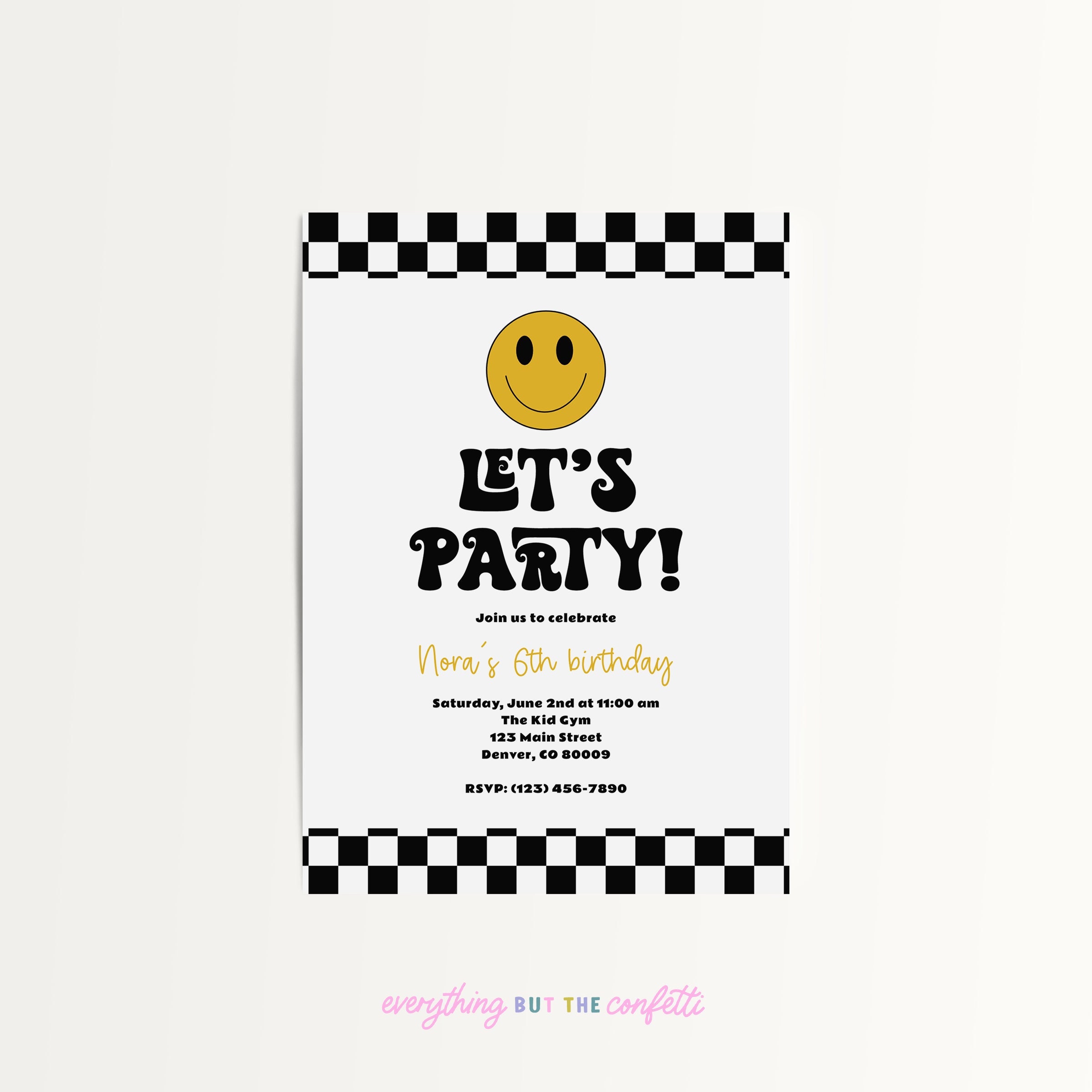 Smiley Faces Editable Printable Invitation Template, Kids Party ...
