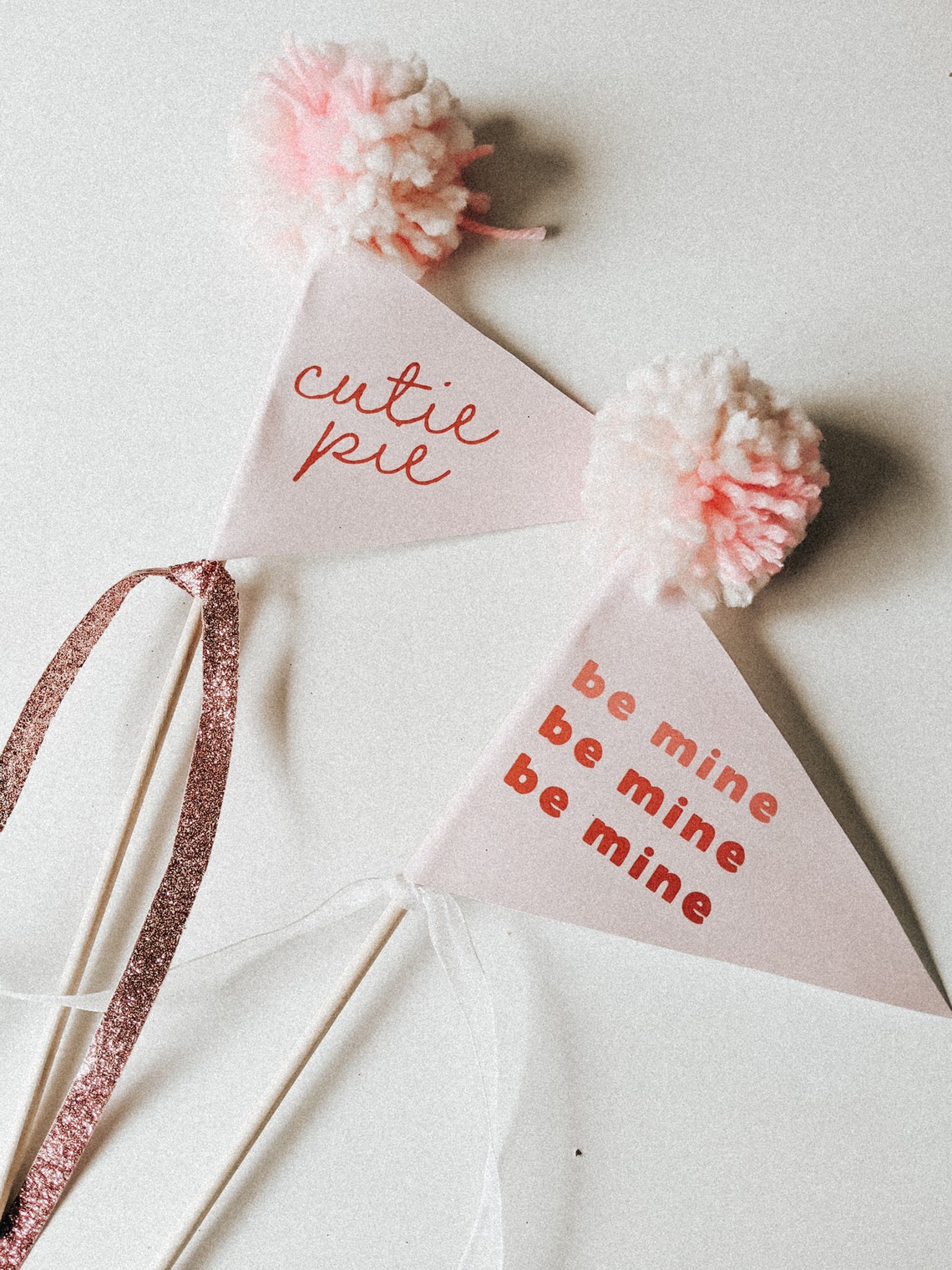 Valentine's Day Pennant Flag Templates DIY | Etsy