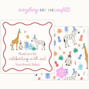 Party Animals Editable Printable Square Tags Template, Party Animals ...