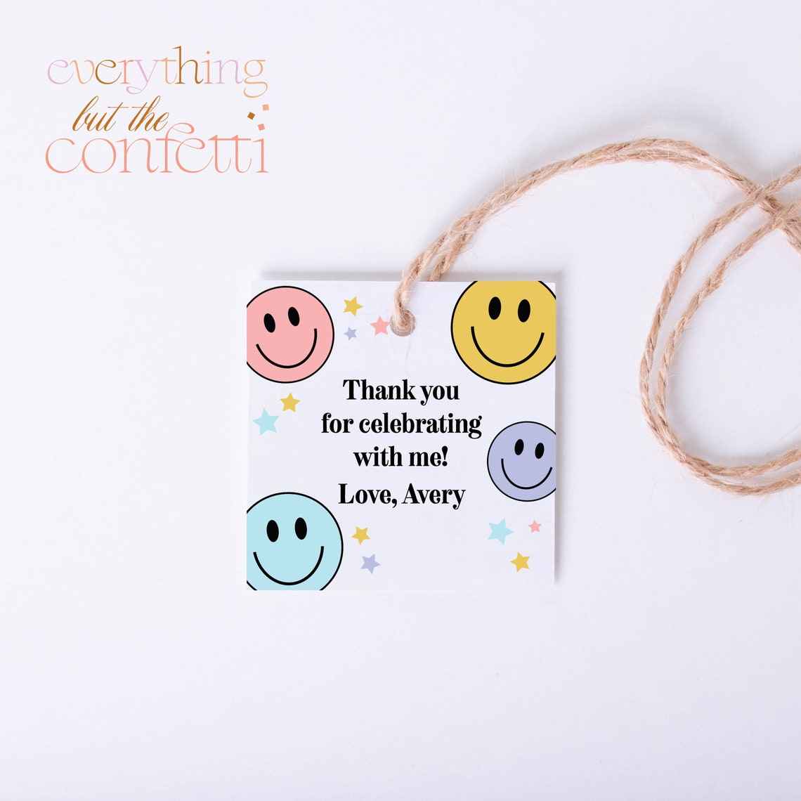 Smiley Faces Editable Printable Party Favor Tags Template - Etsy