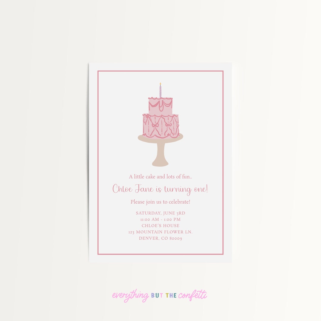 Cake Birthday Invitation Template, A Little Cake Lots of Fun Birthday ...