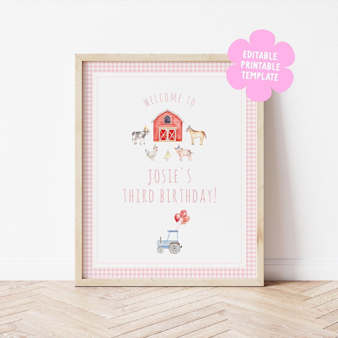 Farm Animals Editable Printable Party Sign Template, Farm Party Theme ...