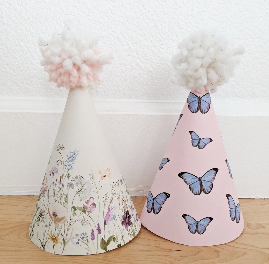 Wildflowers Party Hat Template, Butterflies Party Hat, Printable ...