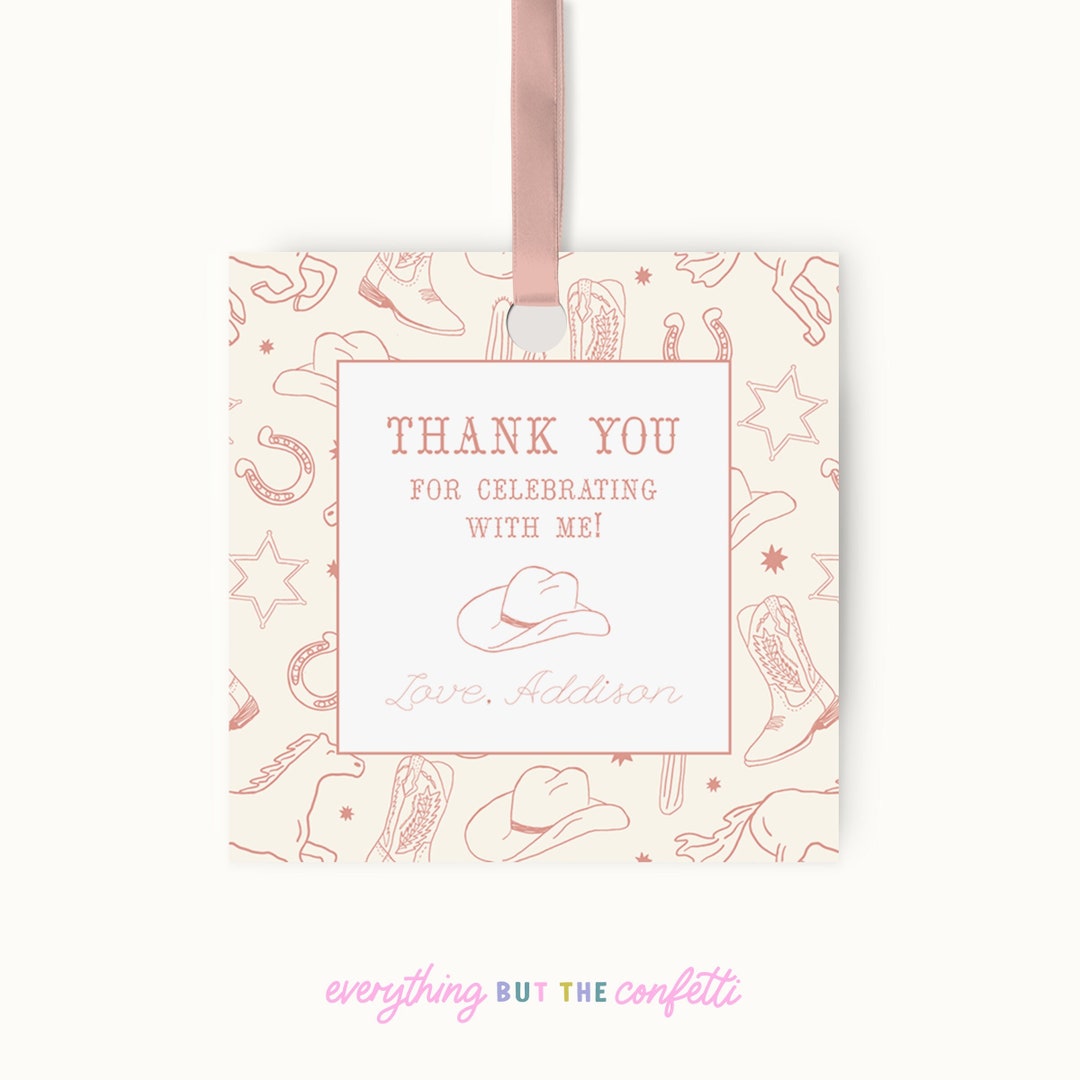 Rodeo Birthday Favor Tag Template, Party Favor Tags for Cowgirl Party ...