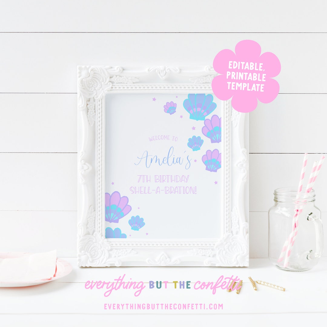 Let's Shell-e-brate Editable Printable Party Sign Template, Printable ...