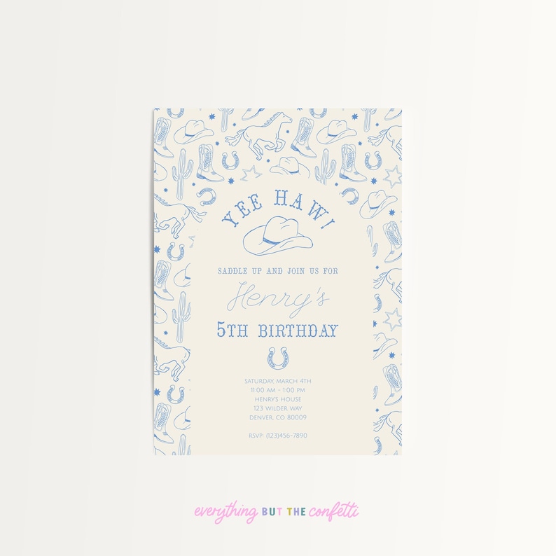 Rodeo Birthday Invitation Template, Printable First Rodeo Invitation ...