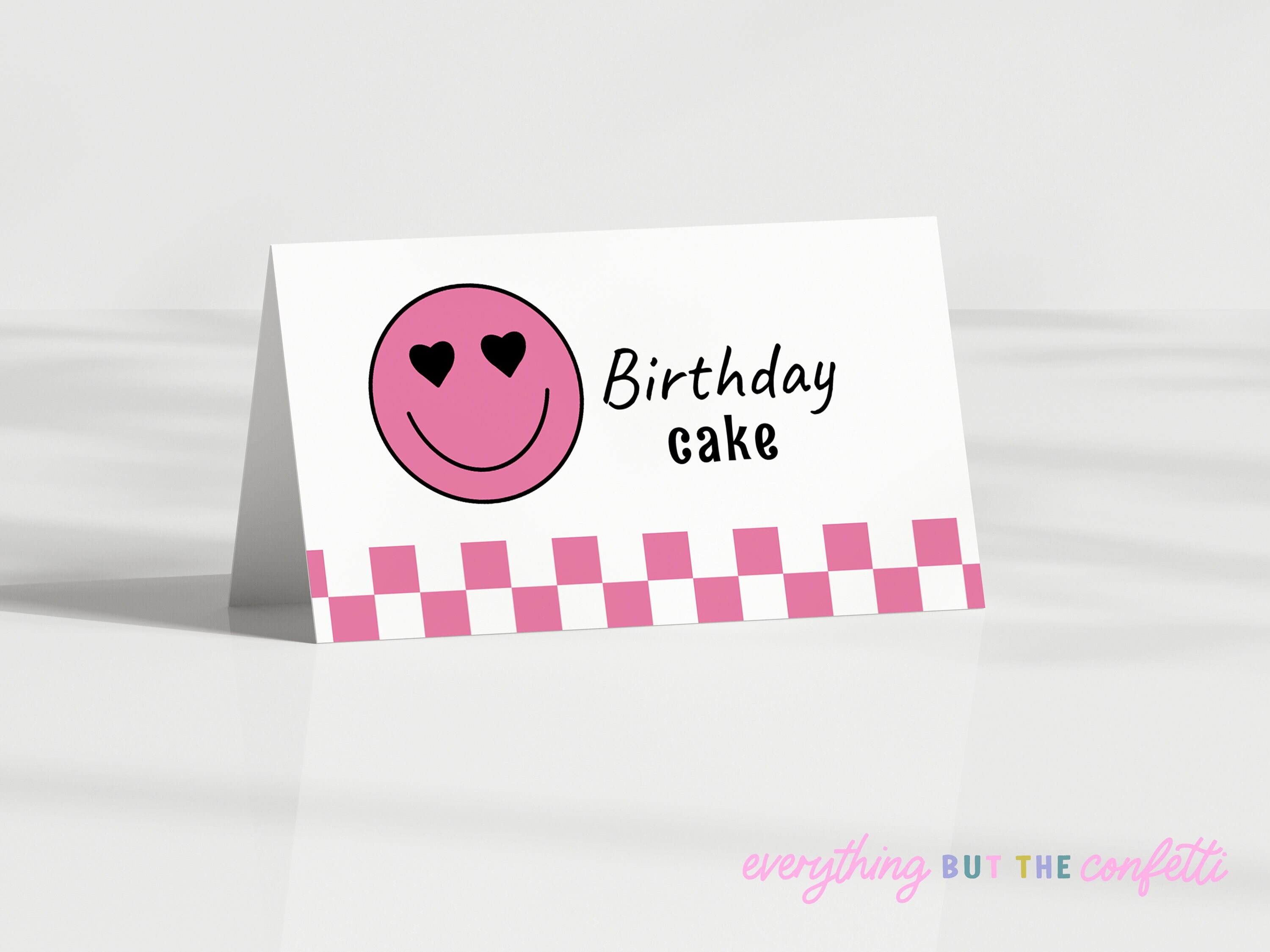 Smiley Faces Printable Food Tent Label Template, One Happy Babe Food ...