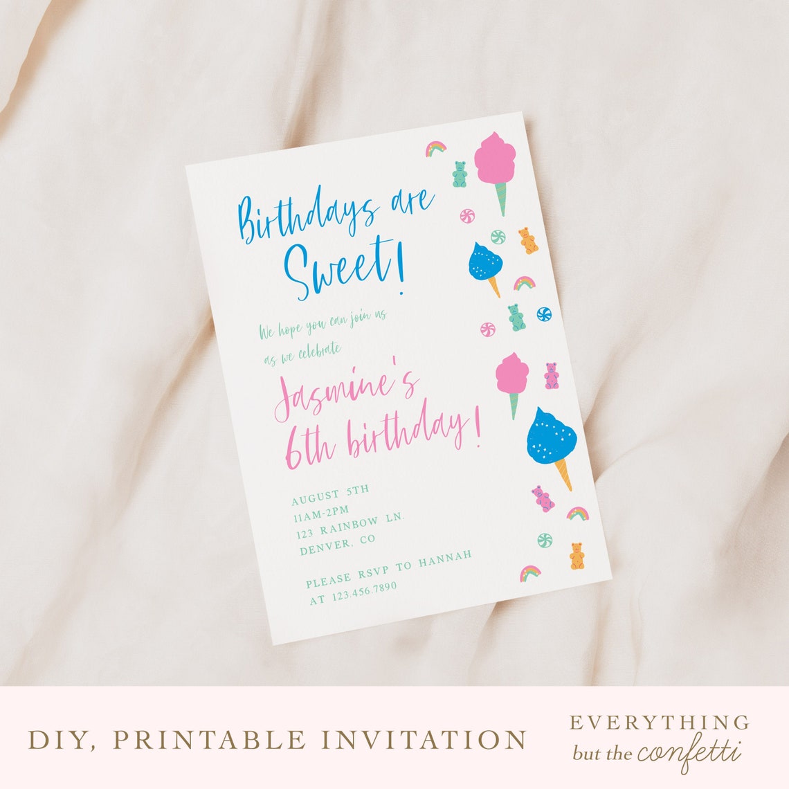 Candy Invitation Template Candy Birthday Invites Printable | Etsy