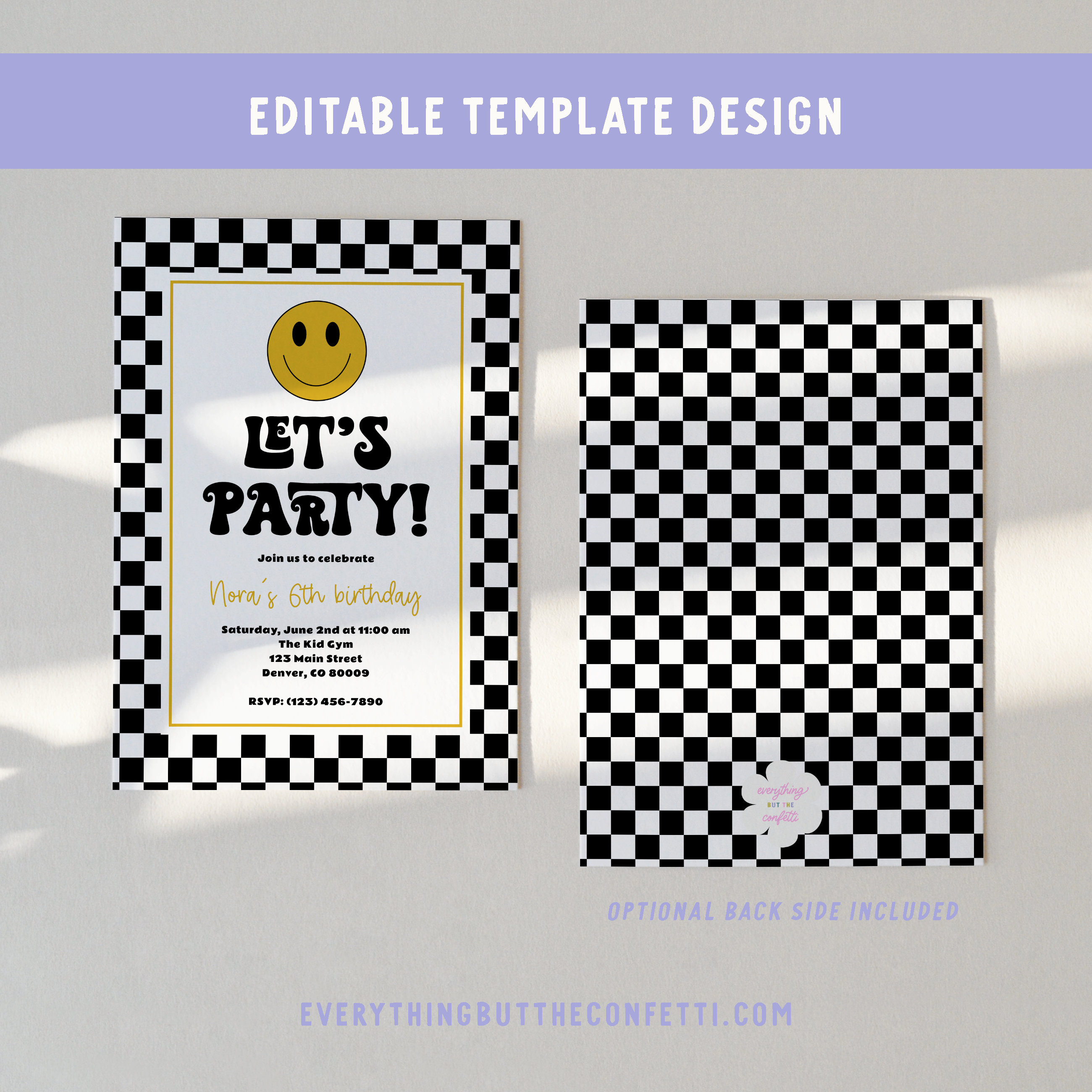 Smiley Faces Editable Printable Invitation Template, Kids Party ...