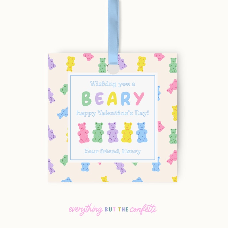 Gummy Bear Valentine Printable Valentines Day Cards for Kids, Valentine ...