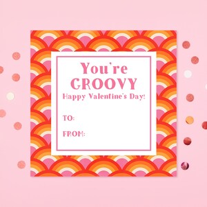 Groovy Valentine's Day Card Printables, Valentine's Day DIY, Valentine ...