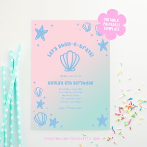 Printable Let's Shell-e-brate Party Invitation Template, Shellebrate ...
