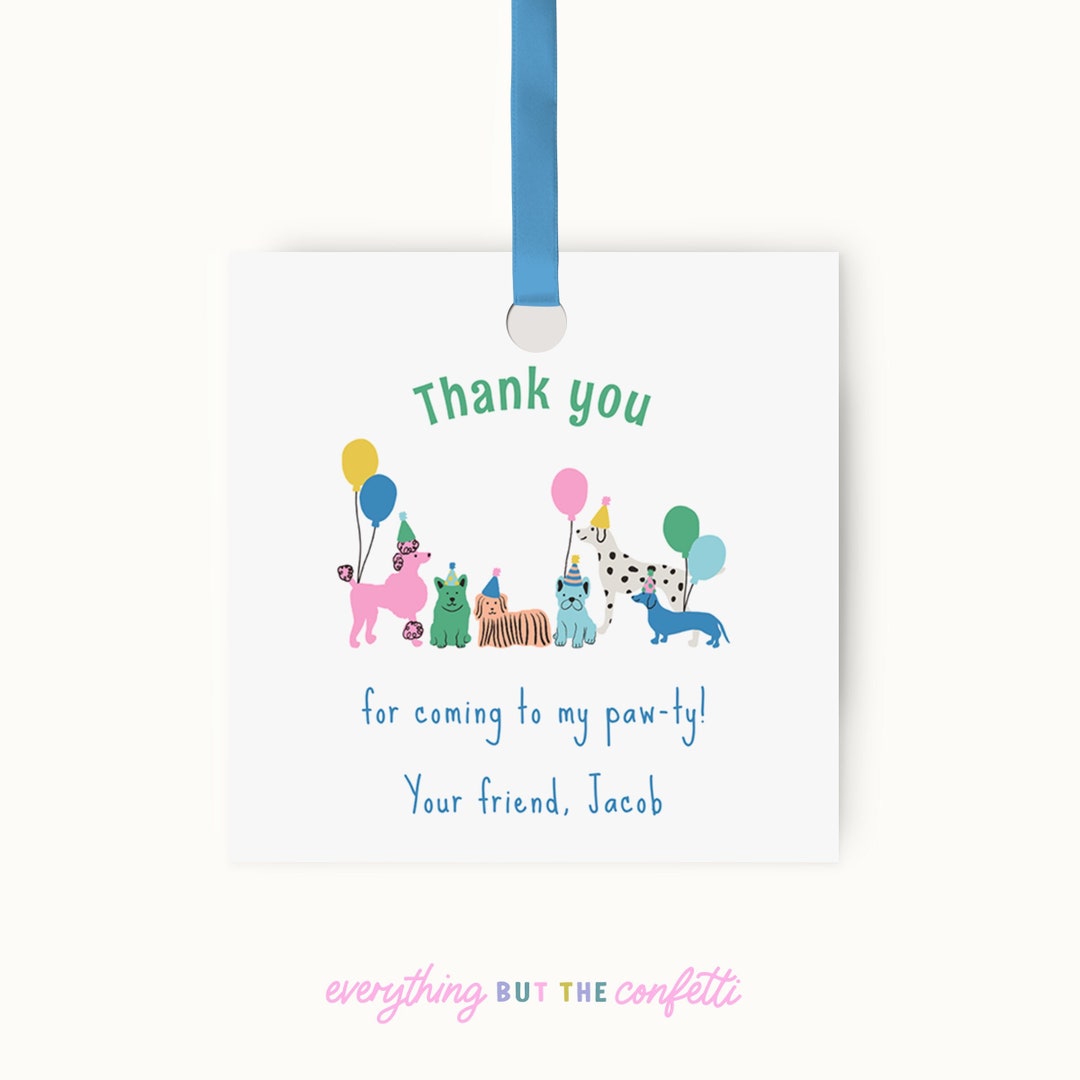 Let's Pawty Favor Tags Template, Puppy Dogs Birthday Editable Printable ...