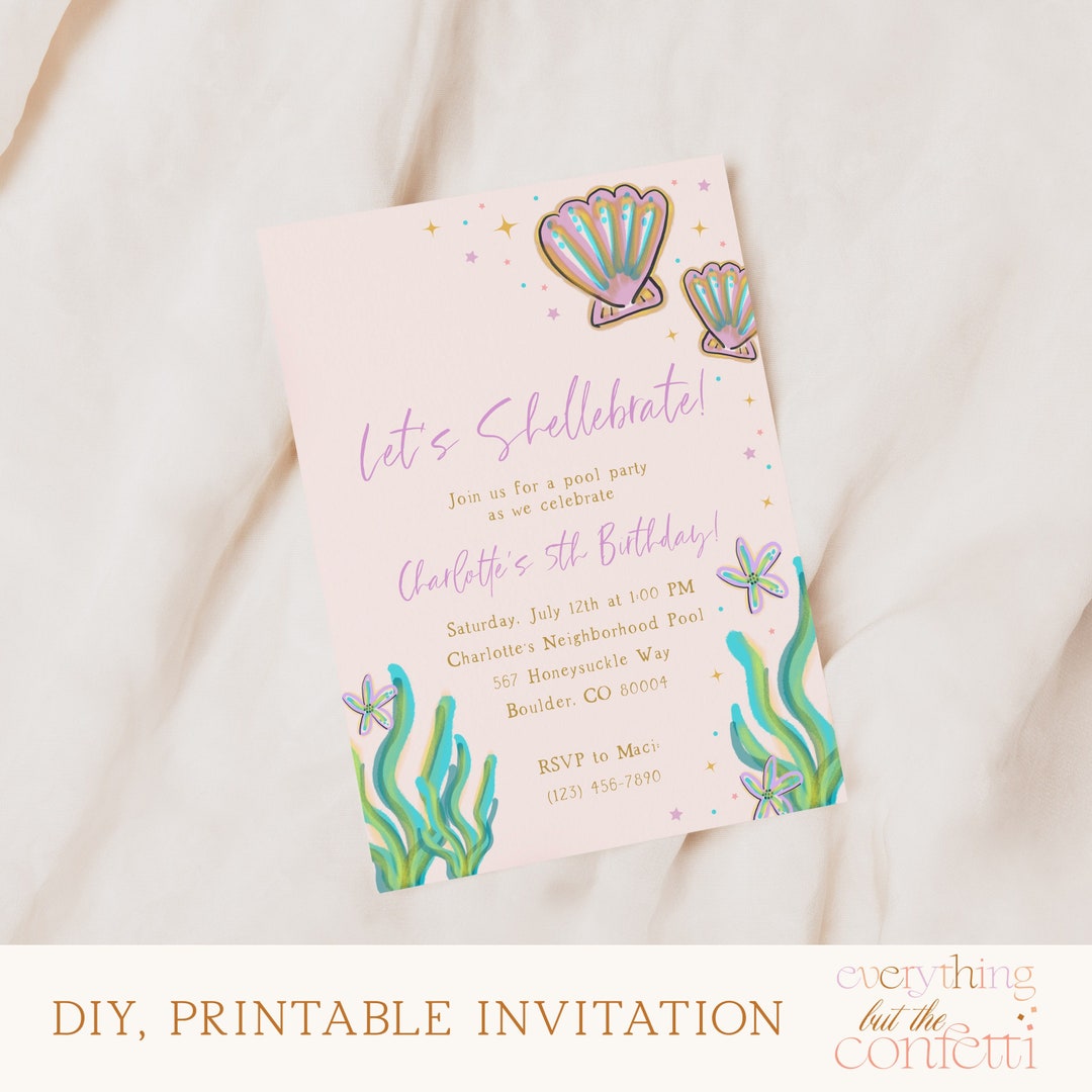 Let's Shell-e-brate Party Invitation Template Shellebrate - Etsy