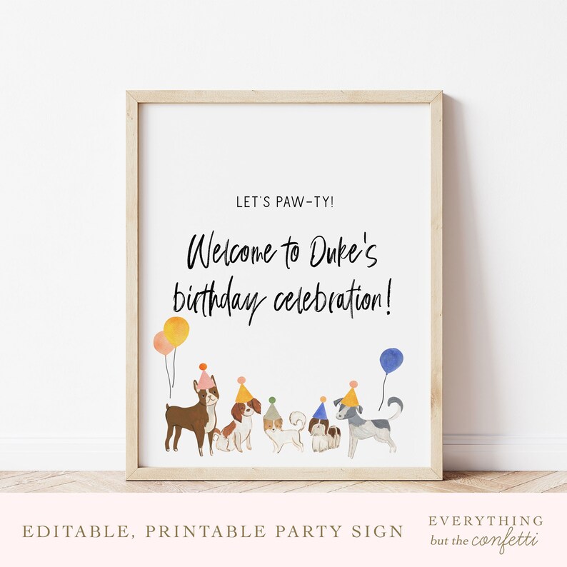 Let's Pawty Editable Printable Party Sign DIY Party | Etsy