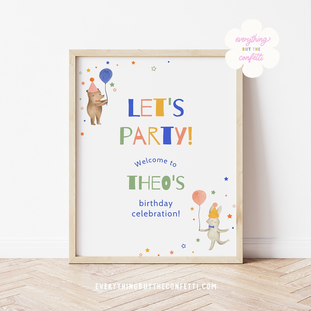 Party Animals Editable Printable Party Sign Template, Animal Party ...