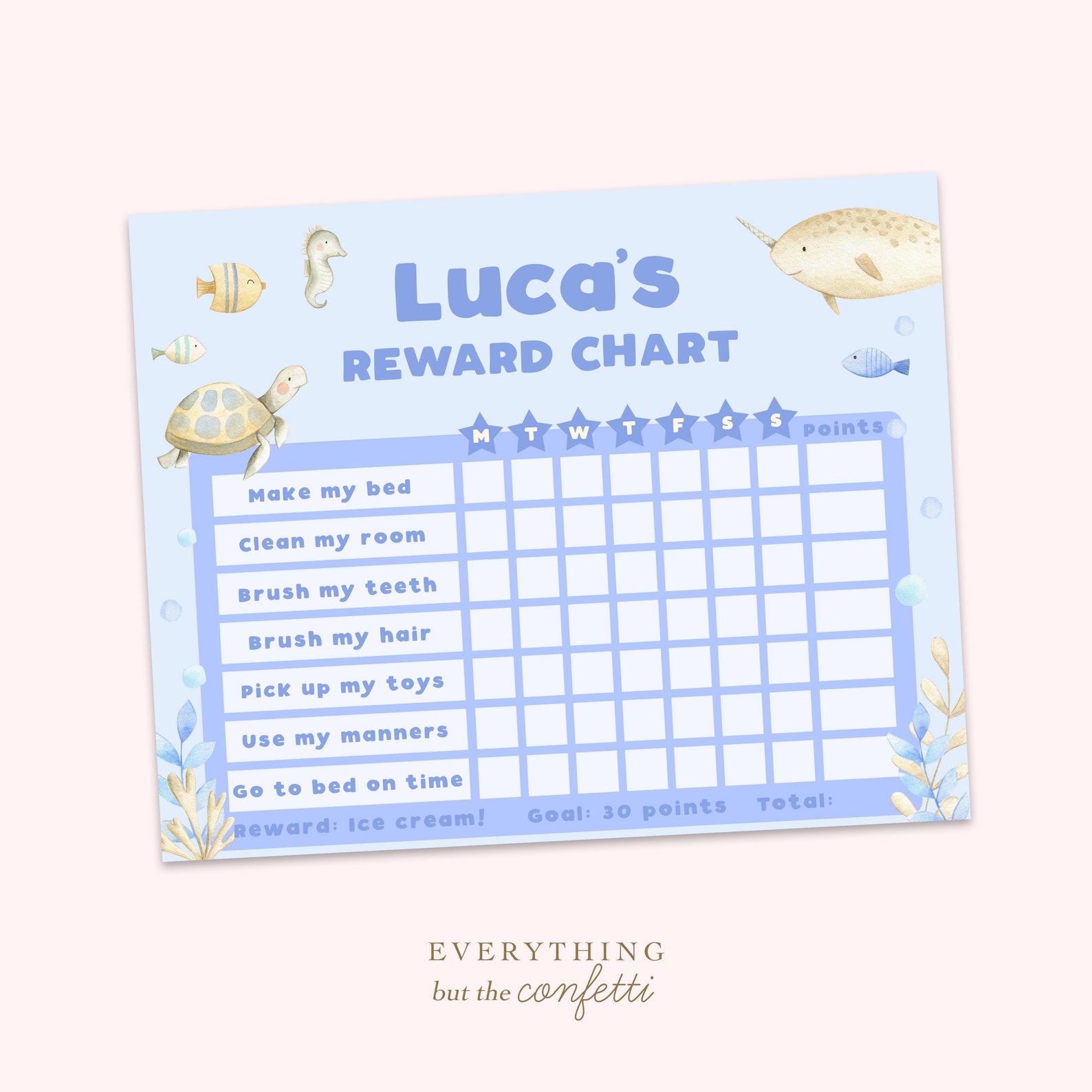 Under the Sea Printable Reward Chart for Kids Kids - Etsy