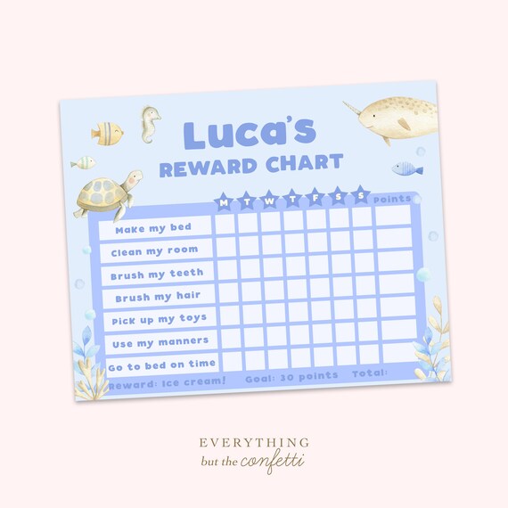 Under the Sea Printable Reward Chart for Kids Kids - Etsy