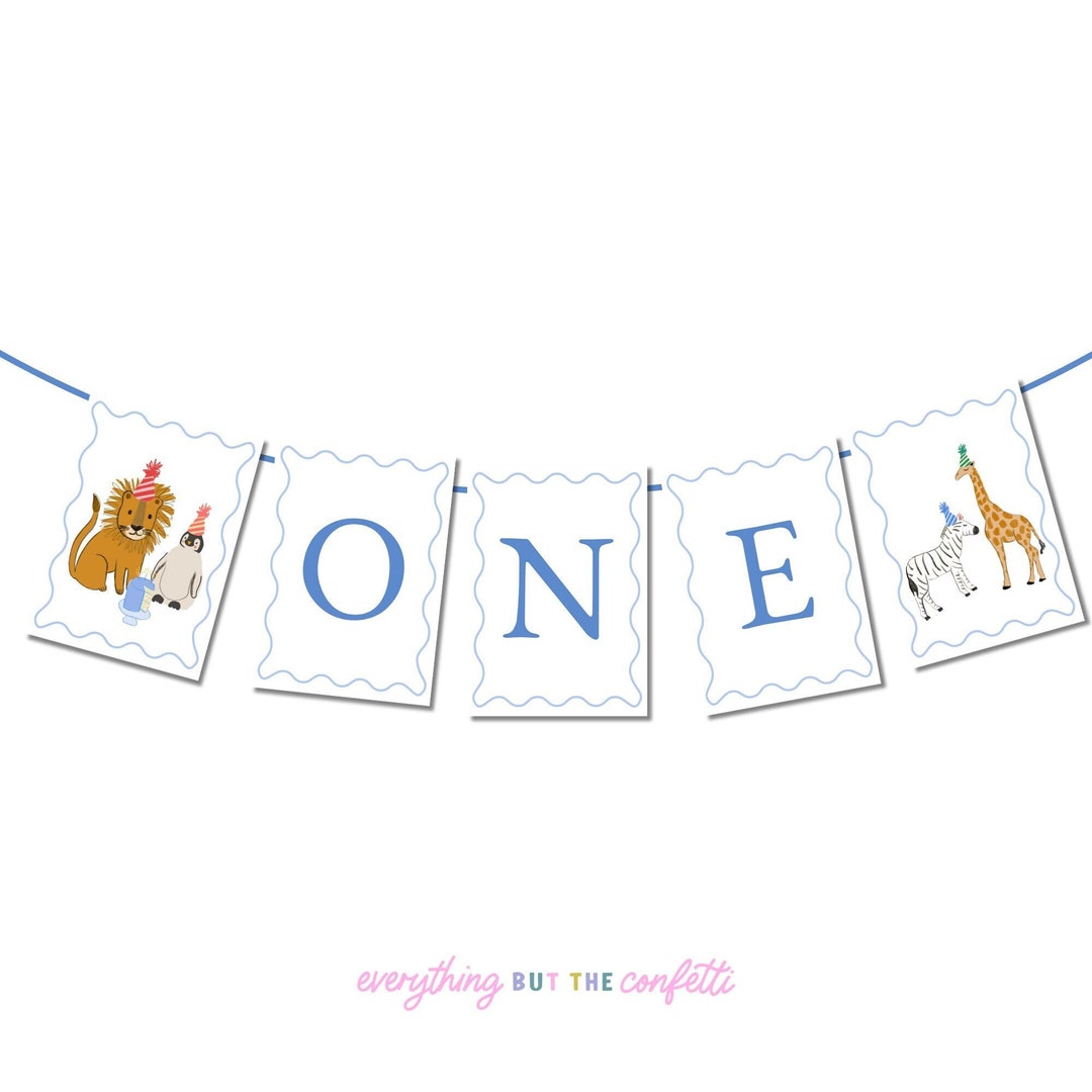 Party Animals Birthday Banner, First Birthday, Editable Printable - Etsy
