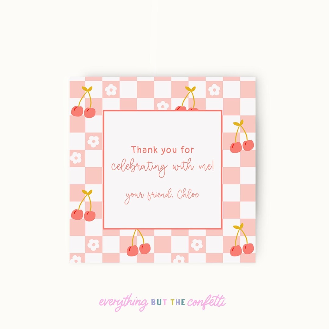 Sweet Celebration Editable Printable Square Tags Template, Cherries ...