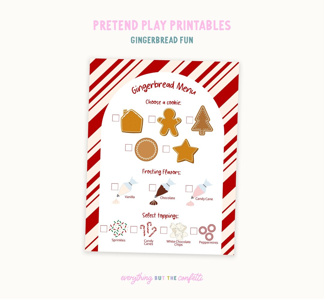 Gingerbread Menu Pretend Play Printable, Printable Pretend Play ...