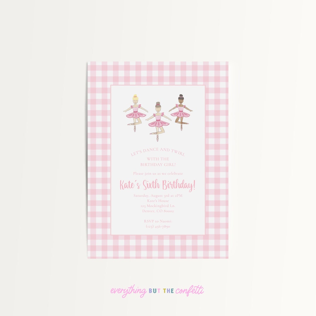 Ballerina Printable Editable Birthday Invitation Template, Ballet ...