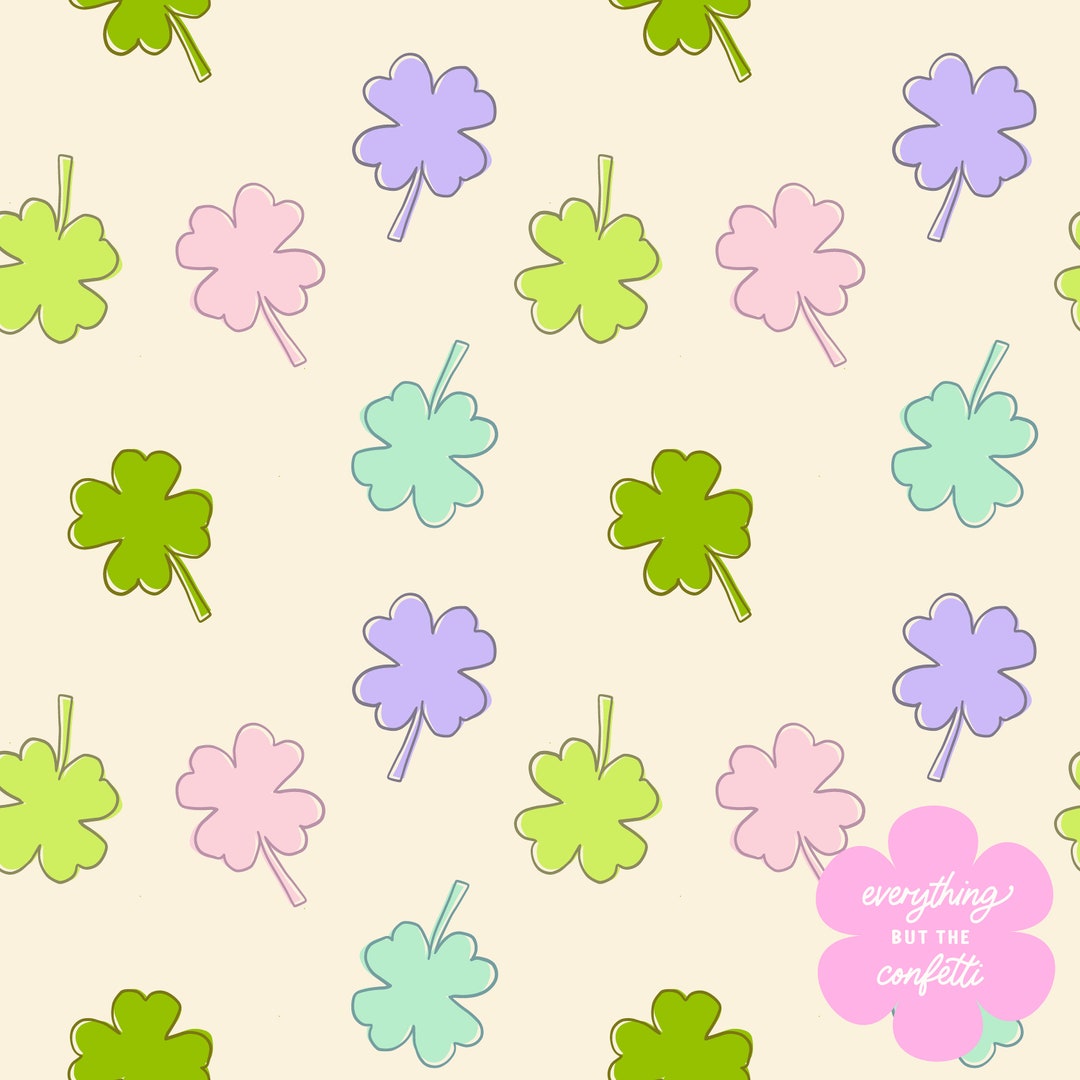 St Patrick's Day Seamless Pattern, Shamrocks Lucky Four Leaf Clovers ...