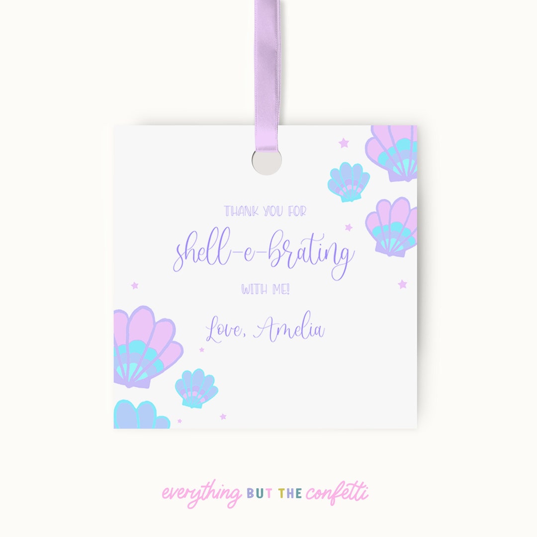 Let's Shell-e-brate Gift Tags, Printable Birthday Gift Favor Tags ...