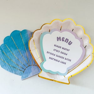 Printable Mermaid Shell Menu Template, Seashell Menu Template ...