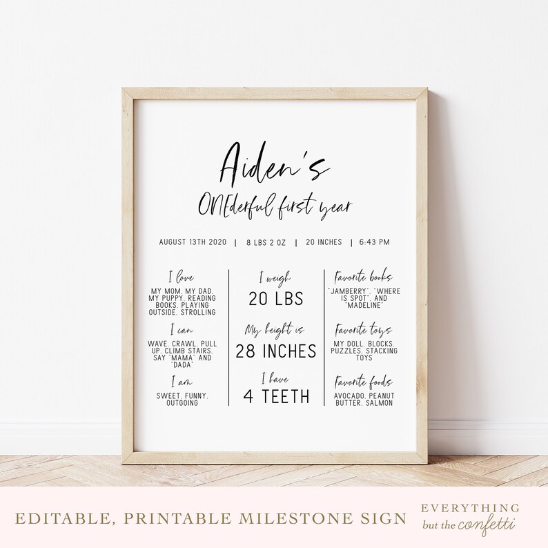 Modern Milestone Sign Template Editable Milestone Sign - Etsy