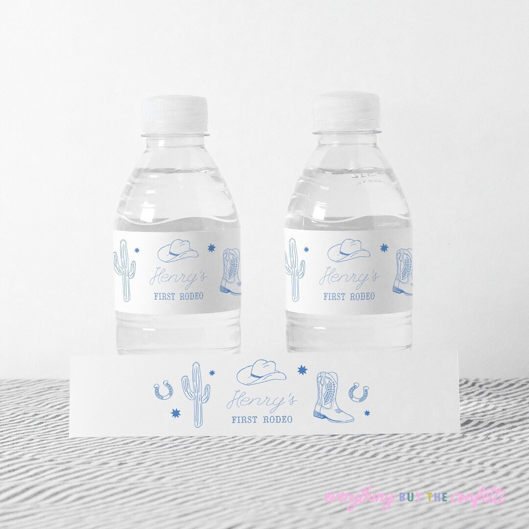 First Rodeo Water Bottle Label Template, Printable Rodeo Water Bottle ...