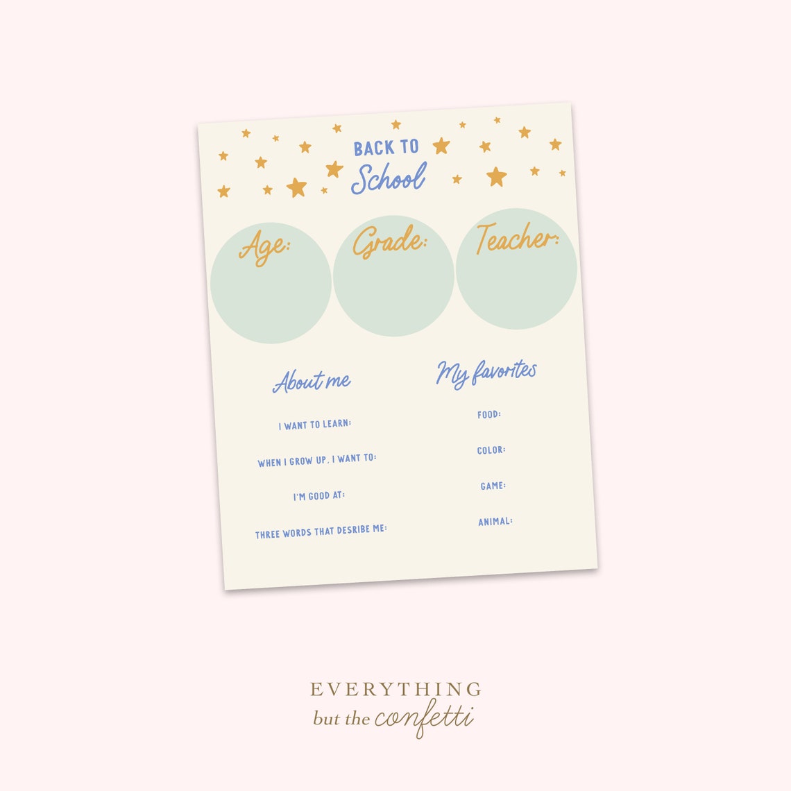 Back to School Printable Activity All About Me for Kids - Etsy