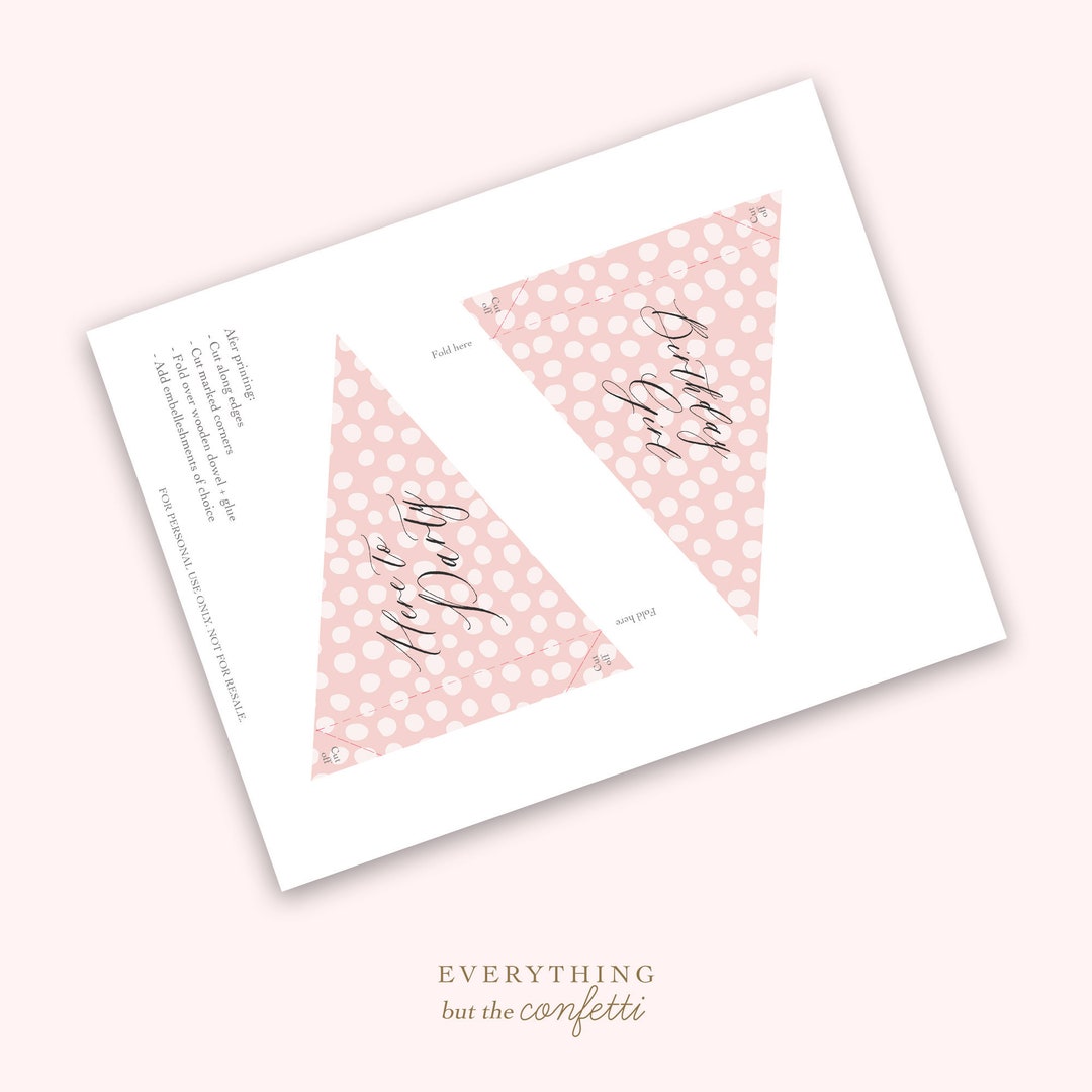 Birthday Girl Pennant Flag Template, DIY Pennant Flag, Birthday ...