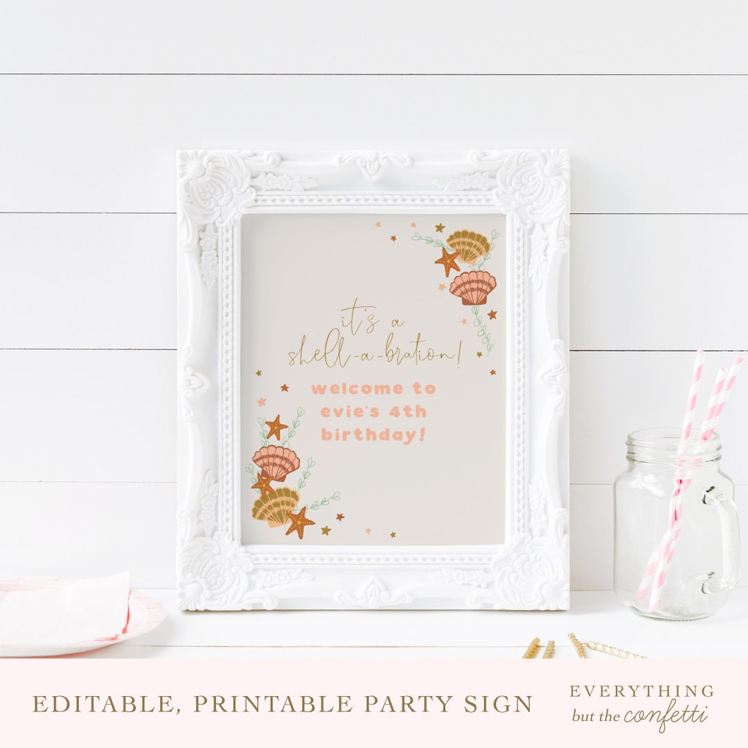 Boho Mermaids Party Sign Template Editable Party Sign for - Etsy